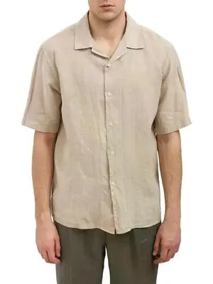 DANIELE ALESSANDRINI Linen Bowling Shirt - Neutrals