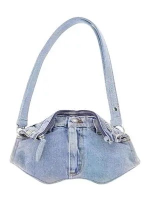 Alexander McQueen Manta Denim Shoulder Bag Blue