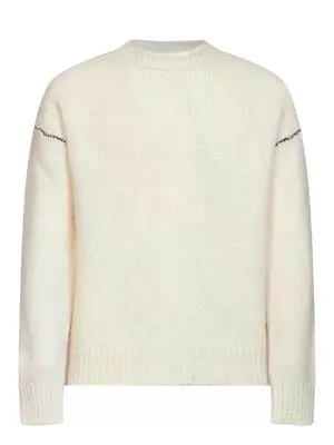 ROBERTO COLLINA Contrast-stitch Crew-neck Sweater - Neutrals