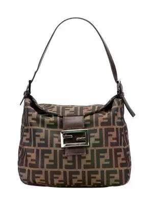 Fendi 20th Century Zucca Canvas Double Flap Shoulder Bag - Brown