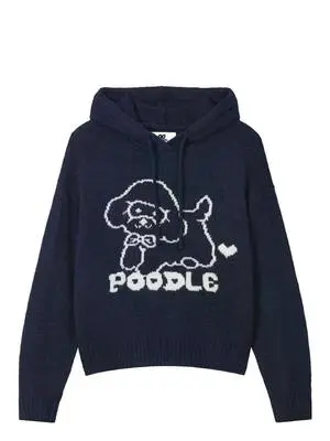CHOCOOLATE Intarsia-knit Drawstring Hoodie Blue