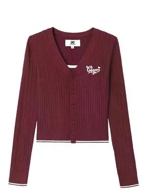 CHOCOOLATE Cable-knit Embroidered Cardigan Set - Red