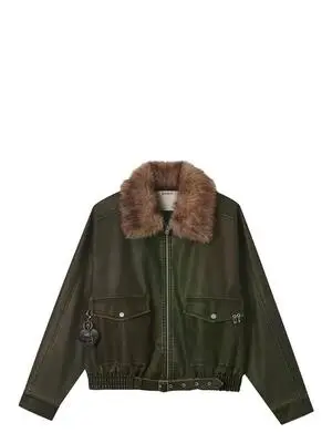 MUSIUM DIV. Faux-fur Collar Belted Jacket - Brown