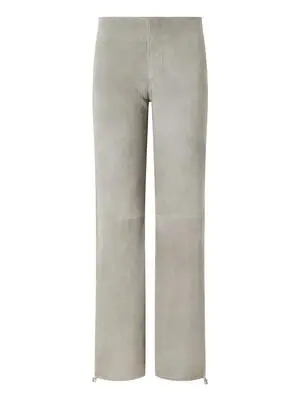 STILL HERE Sport Jean Paneled Suede Low-rise Straight-leg Pants
