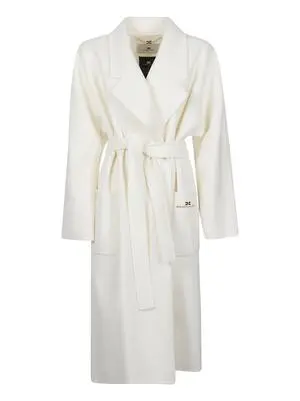 Elisabetta Franchi Logo Detailed Belted Coat - No