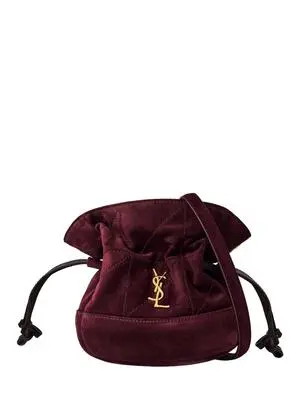 Saint Laurent Suede Drawstring Bucket Mini Bag Brown