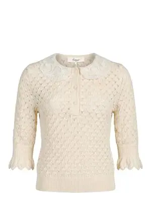 Chloé Minimalist Solid-color Crocheted Top Camel