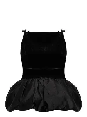 SELF-PORTRAIT Velvet Peplum Top - Black