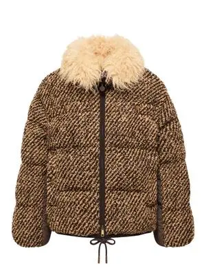 Moncler Dynamique Bouclé Short Down Jacket - Brown