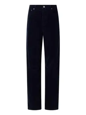 Citizens Of Humanity Miro Long Cotton-corduroy Mid-rise Barrel-leg Pants - Navy