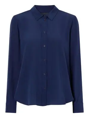 NILI LOTAN Gaia Silk-crepe De Chine Shirt - Navy
