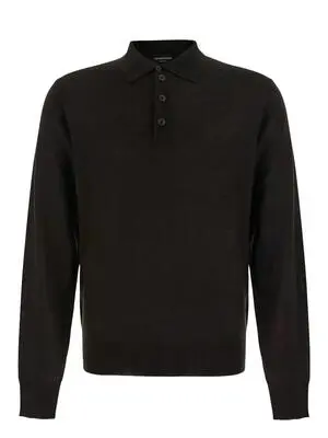 Emporio Armani Long-sleeve Polo Shirt - Brown