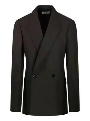 LEMAIRE Double-breasted Tailored Jacket In Tropical Wool Blend - Brown