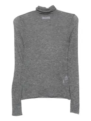 Majestic Filatures Sequin-embellished Roll-neck T-shirt - Grey