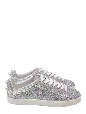 STUART WEITZMAN Goldie Faux Pearl-embellished Sneakers