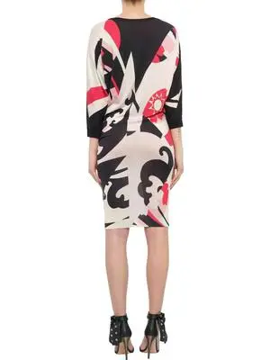 ALEXANDER MCQUEEN Abstract-print Three-quarter-sleeve Mini Dress