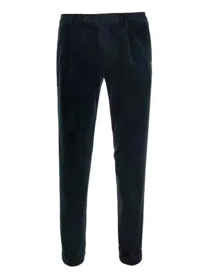 MICHAEL COAL Pleated Corduroy Trousers - Blue