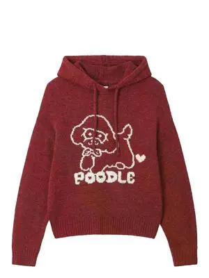 CHOCOOLATE Intarsia-knit Drawstring Hoodie Red