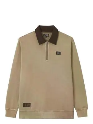 Izzue Quarter-zip Logo-patch Sweater - Neutrals