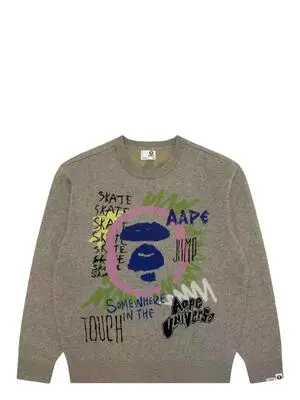 AAPE BY *A BATHING APE Graphic-intarsia Sweater - Grey