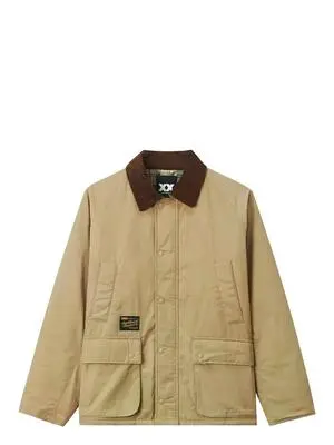 FINGERCROXX Corduroy-collar Raglan-sleeve Jacket - Brown