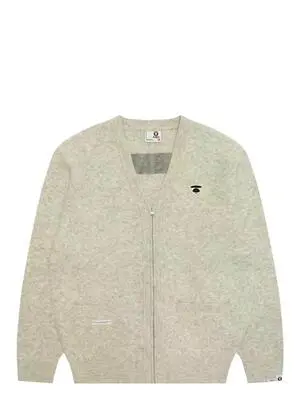 AAPE BY *A BATHING APE Logo-intarsia Zip-up Cardigan - Neutrals