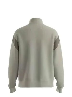BOSS Zippered Cotton-blend Sweatshirt With Contrast Inserts - Neutrals