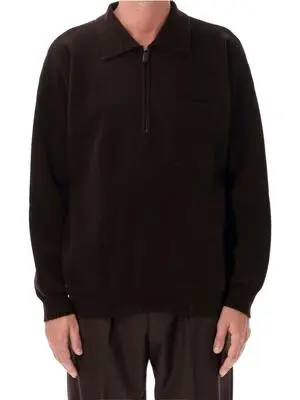 ROBERTO COLLINA Half-zip Polo Sweater - Brown