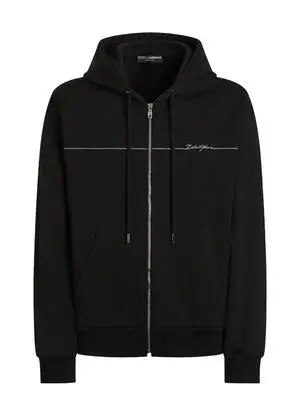 Dolce & Gabbana Dolce Gabbana Logo Embroidered Hoodie - Black