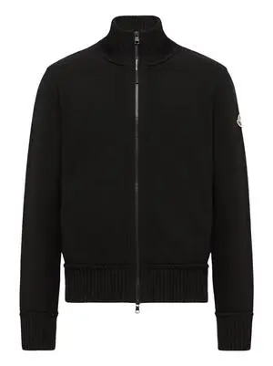 Moncler Cashmere Wool Zip-up Cardigan - Black