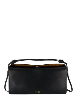 Celine Shoulder Bag With Triomphe Plaque In Leather - Black