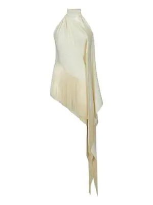 TALLER MARMO Fringed Atlas Blouse - Ivory