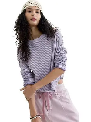 Free People FP One Blake Shrunken Crew Neck Thermal Sugared Violet