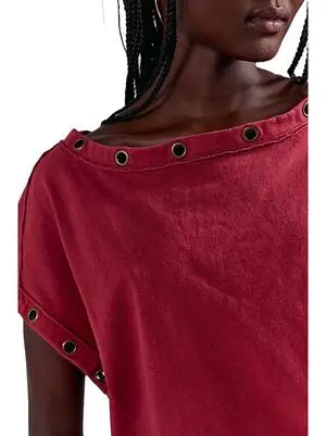 Free People We The Free Off-the-shoulder Billie Tee - Cardinal