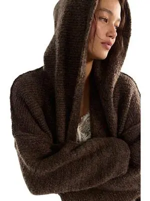 Free People Thistle Hooded Oversized Cardigen - Fudge Combo