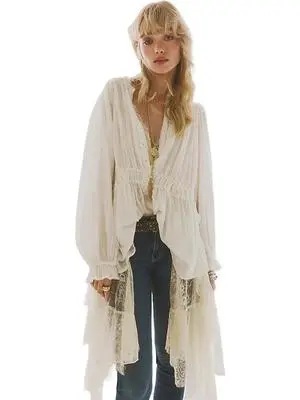 Free People Fp One Suri Cotton Button Down Tunic - Clean Ivory