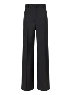 JIL SANDER Wool And Mohair-blend Canvas Wide-leg Pants - Black