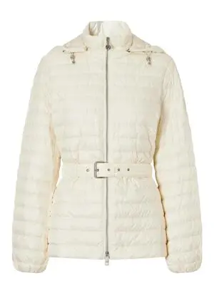 Burberry Belted Quilted Padded Shell Hooded Jacket - Neutrals