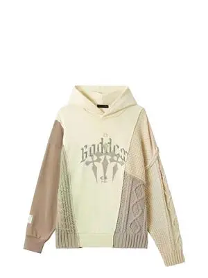 FIVE CM Patchwork Cable-knit Hoodie - Neutrals