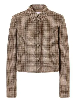 Gabriela Hearst Thereza Houndstooth Wool And Silk-blend Blazer - Camel