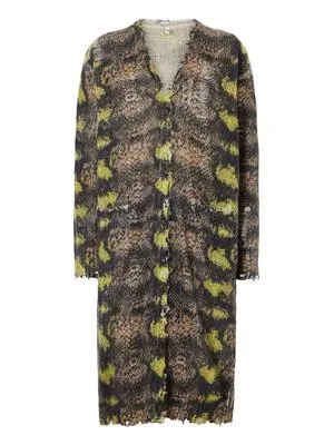 R13 Distressed Animal-print Cashmere Cardigan - Multi