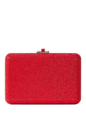Judith Leiber Slim Slide Crystal-embellished Silver-tone Clutch - Red