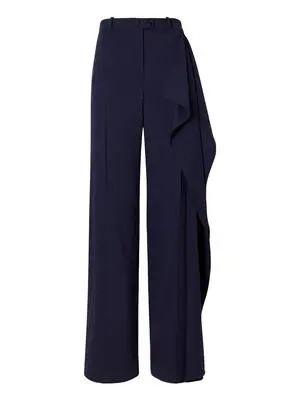 JIL SANDER Draped Wool-sablé Wide-leg Pants - Blue