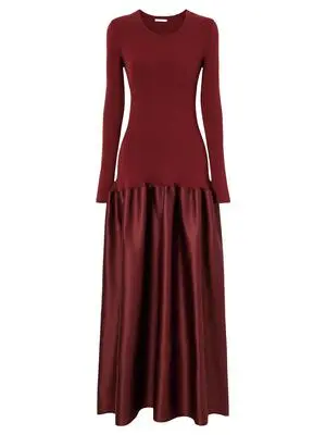 FFORME Catrin Gathered Jersey And Duchesse-satin Maxi Dress - Red
