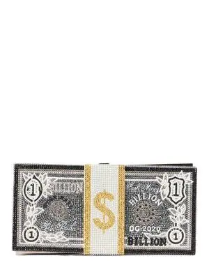 Judith Leiber Billions Stack Of Cash Crystal-embellished Silver-tone Clutch - Multi