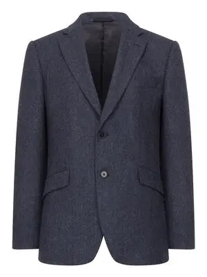 TRIONA Navy Herringbone Oisin Slim Fit Merino Wool Tweed Jacket