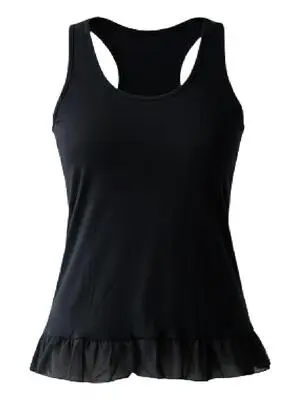 CONQUISTA Racerback Tank Top With Ruffle Hem - Black