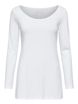 CONQUISTA White Classic Scoop-neck Long-sleeve Tunic