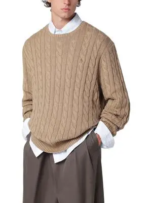 Polo Ralph Lauren Beige Cable-knit Jumper In Cotton - Black