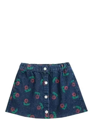 BOBO CHOSES Stamp Bloom Navy Blue Denim Skirt